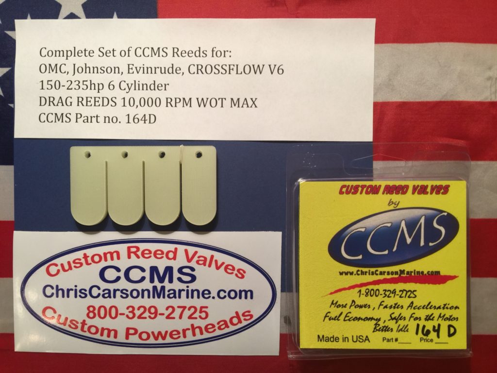 CCMS OMC/Johnson/Evinrude Drag Reed Valves 150-235hp V6 Crossflow 6 ...