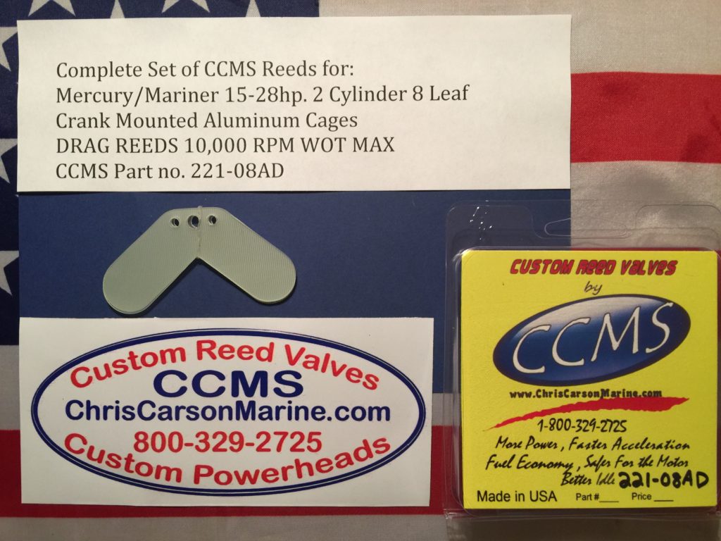CCMS Mercury/Mariner Drag Outboard Reeds 15-28hp. 2 cylinder 8 leaf ...