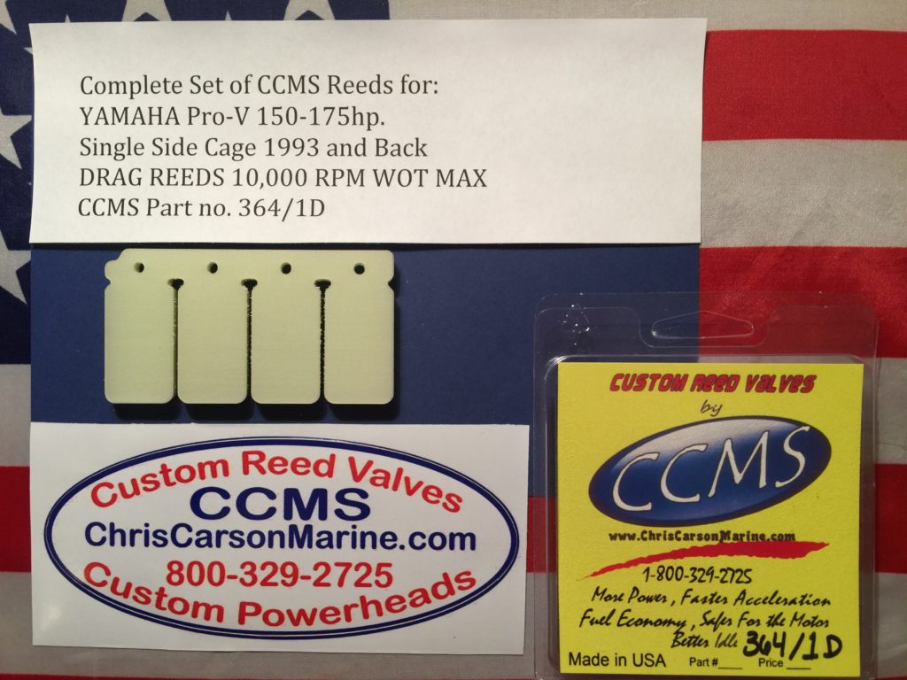 CCMS Yamaha Drag Reed Valves Pro-V V6 150-175hp. 6 cylinder 4 Petal PN ...